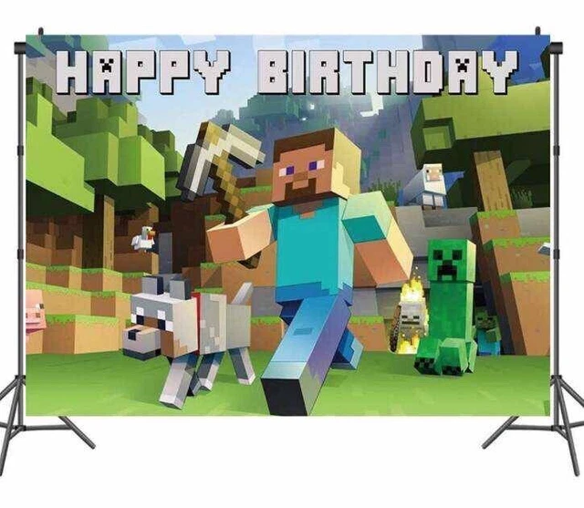 MINECRAFT BACKDROP BANNER Photo Booth Background Props Minecraft ...