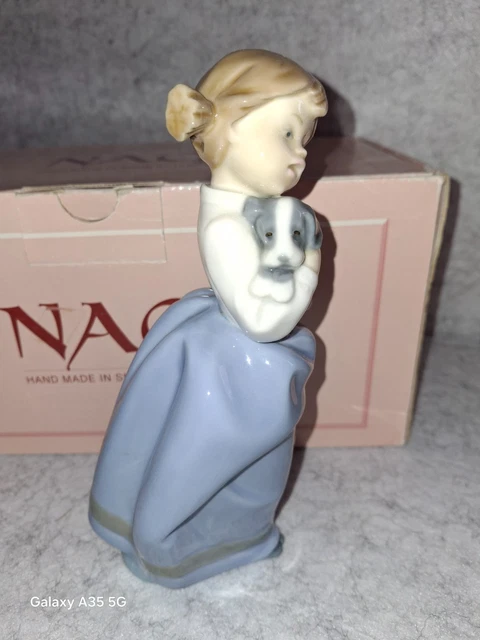 VINTAGE NAO BY Lladro 1987 Figurine Daisa ''Girl With Dog'' Retired - with Box £1.16 - PicClick UK