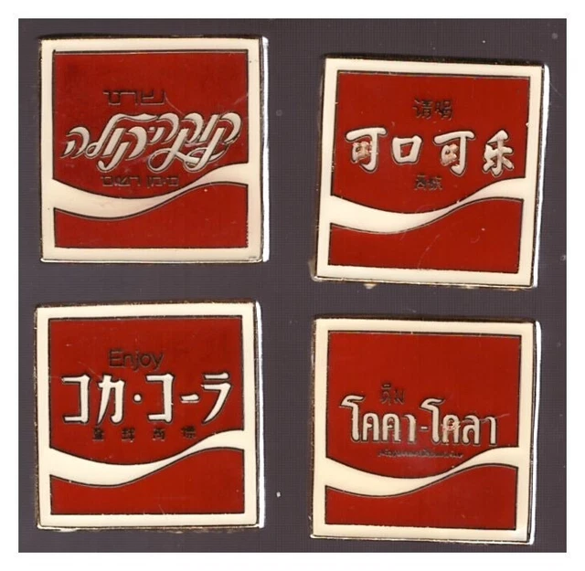 COCA-COLA PINS: DRINK Coca-Cola logo in 4 languages $10.50 - PicClick CA