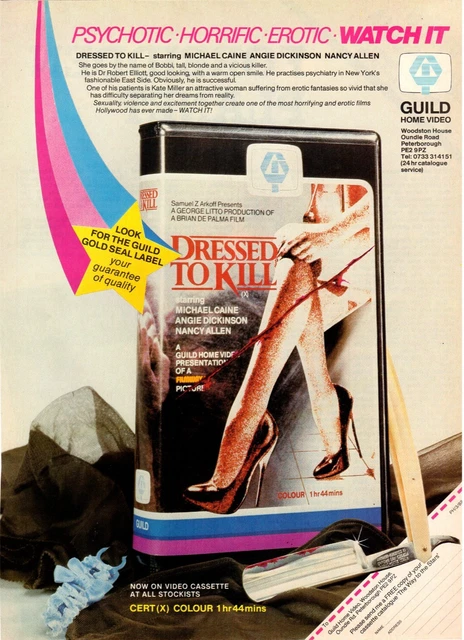ORIGINAL VIDEO MAGAZINE Advert Dressed to Kill Guild Video Pre-cert ...