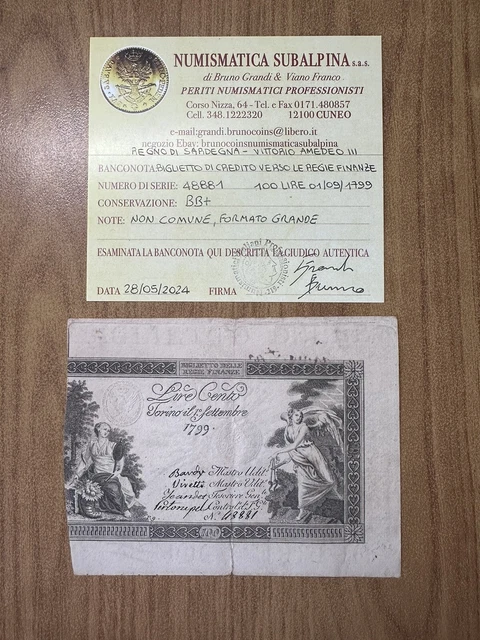 CREDIT CARD TO Directors Finance 100 Lire 1 9 1799 Uncommon Bb+ £131.56 ...