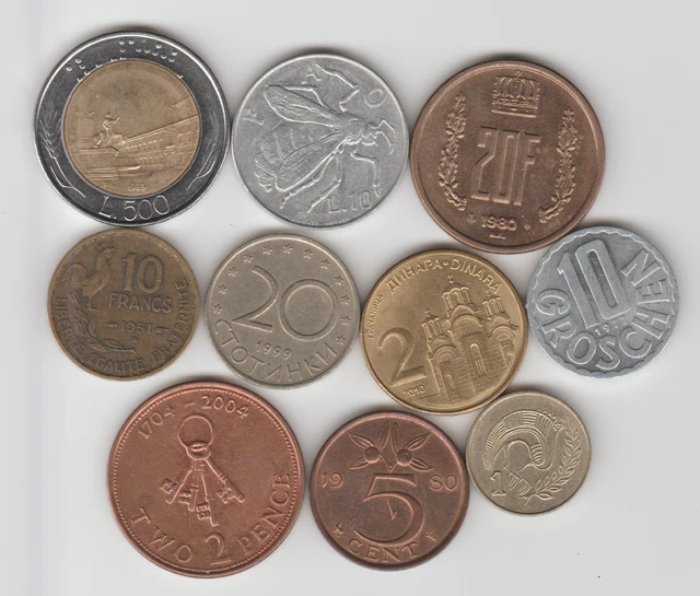 EUROPE SET OF 10 Coins (B) | European World Coin Set Austria Bulgaria ...