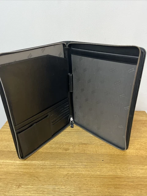 MONT BLANC A4 Note Pad Holder Work Folder Black Leather £89.00 ...