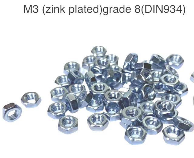 HEXAGON FULL NUTS Grade 8 Metric Din 934 Bright Zinc Plated Bzp M3 £1.95 - PicClick UK