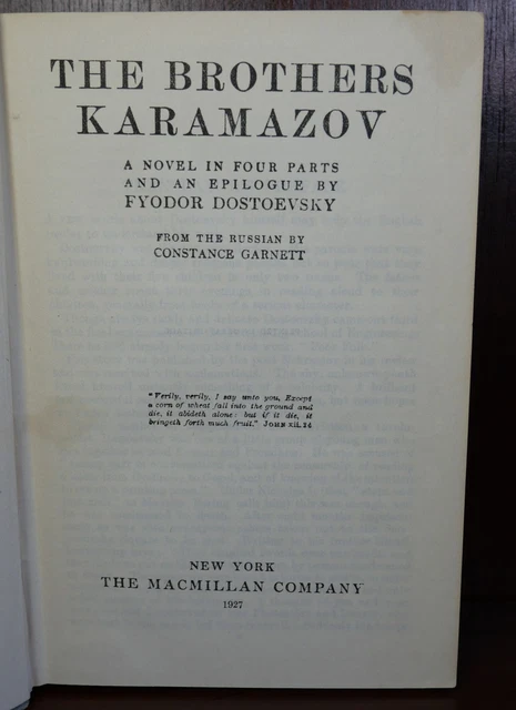 FYODOR DOSTOEVSKY / The Brothers Karamazov 1st Edition 1927 £507.55 ...