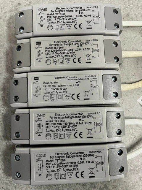 5 STÜCK OBI Niedervolt Trafo Tet-E105I Halogen Electronic Converter 105Va 12 V EUR 24,00 ...