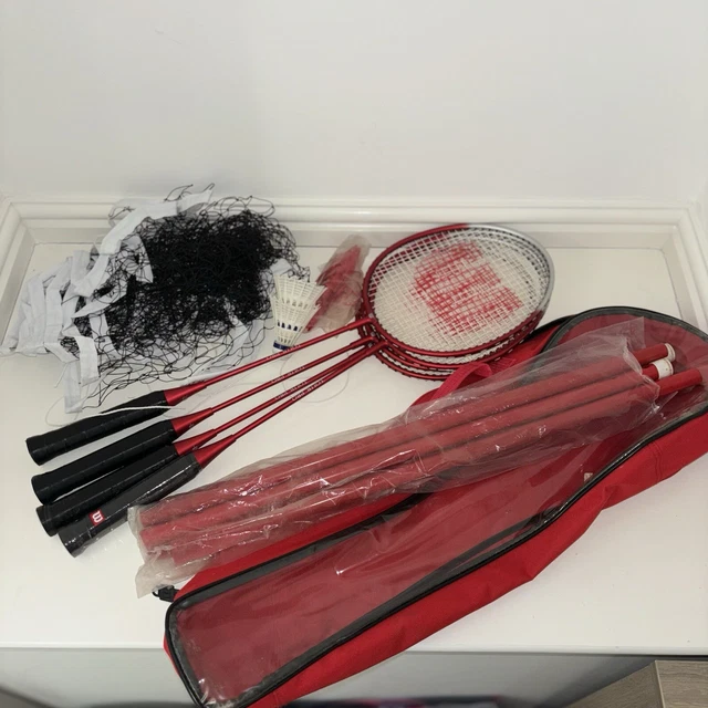 WILSON TOUR PRO Badminton Rackets X 4 with Net, Poles, Case and 2x ...
