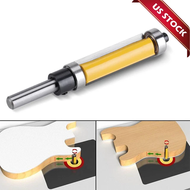 1-1/2& 1/4& SHANK Flush Trim Top Bottom Bearing Router Bit Woodworking ...