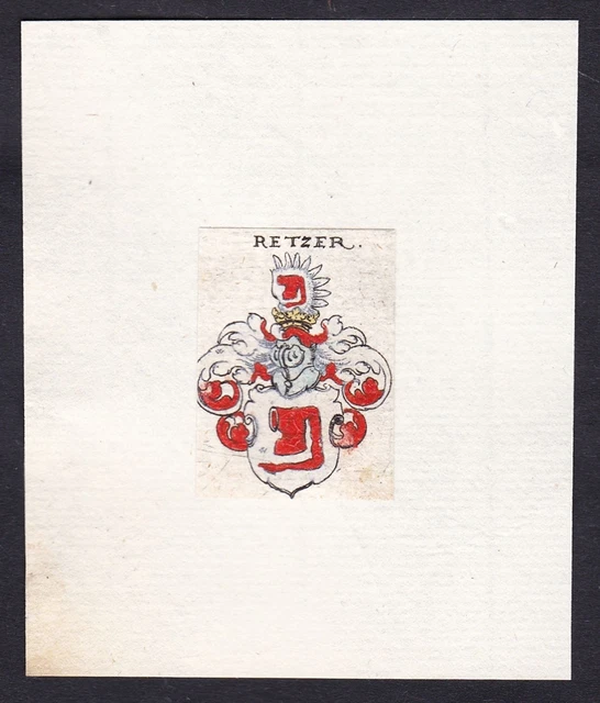 RETZER ARMOIRIES COAT Of Arms Blason Héraldique Heraldry Gravure sur ...