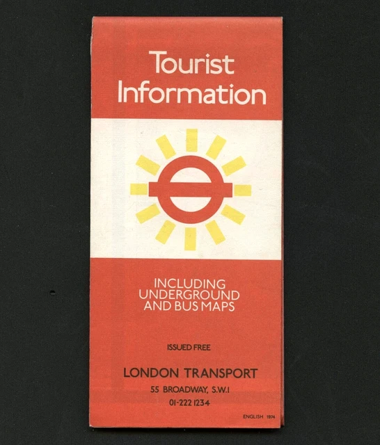 LONDON TRANSPORT TOURIST Maps, Bus & Tube, 1974, 8x3 Folding Panels ...