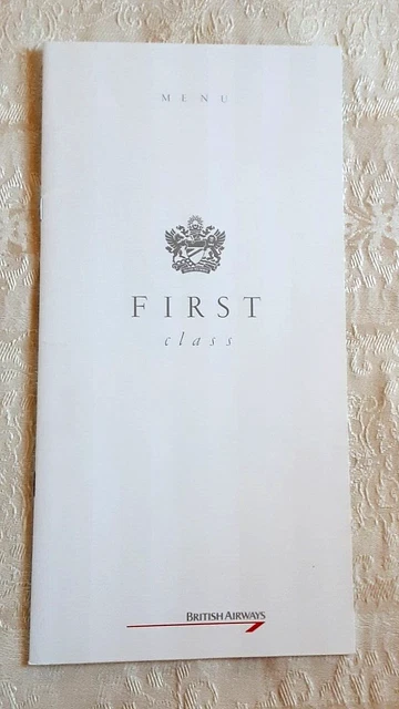 BRITISH AIRWAYS BA First Class Menu - Durban -Johannesburg - London ...