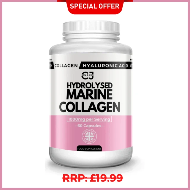 MARINE COLLAGEN CAPSULES 1250mg Hydrolysed Type 1 High Strength for Skin & Hair £9.99 - PicClick UK