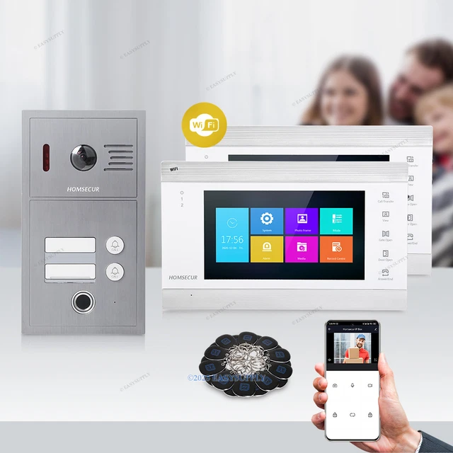 HOMSECUR INTERPHONE VIDÉO WIFI Menu Français Accès RFID 2 Familiale EUR ...