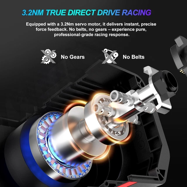 PXN V10 ULTRA Direct Drive Gaming Steering Wheel with Pedals – 3.2Nm ...