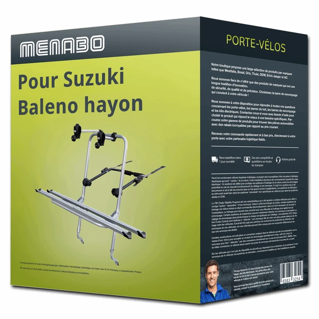 PORTE-VÉLO MENABO LOGIC 2 pour Suzuki Baleno hayon type FW/EW 2 vélos ...