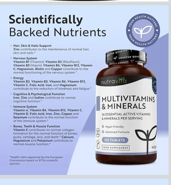 NUTRAVITA MULTIVITAMINS & Minerals - 365 Vegan Tablets £17.75 - PicClick UK