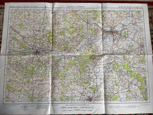 MAP OF READING & Newbury WW2 WAR REVISION 1940 Ordnance Survey SHEET ...