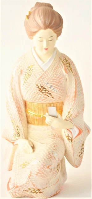 Vintage Japanese Hakata Doll Kimono Lady Reading Poetry Graceful Circa