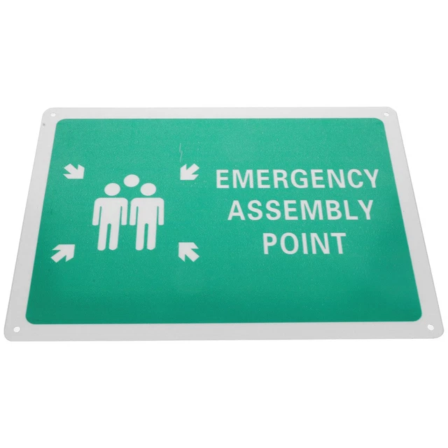 FIRE SAFETY EVACUATION Emergency Exit Sign Assembly Point Aluminum $18. ...