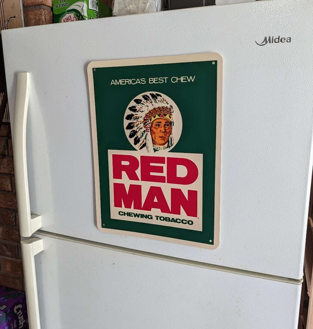 VINTAGE ORIGINAL RED MAN CHEWING TOBACCO VINYL PLASTIC ADVERTISING SIGN ...