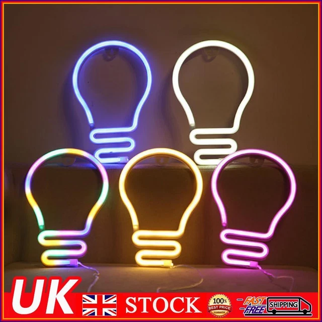 LIGHT BULB LED Neon Light Colorful Neon Sign Wall Hanging Decoration ...