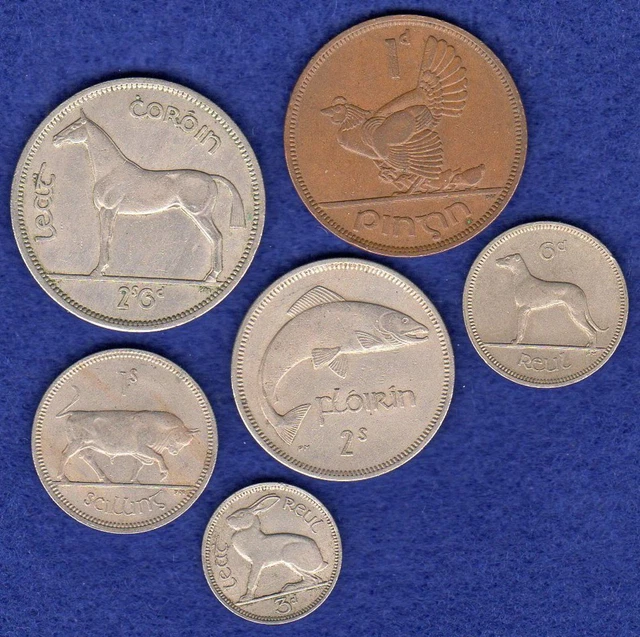 IRELAND, YEAR SET of 6x 1963 Irish Coins, Halfcrown to Penny (Ref ...