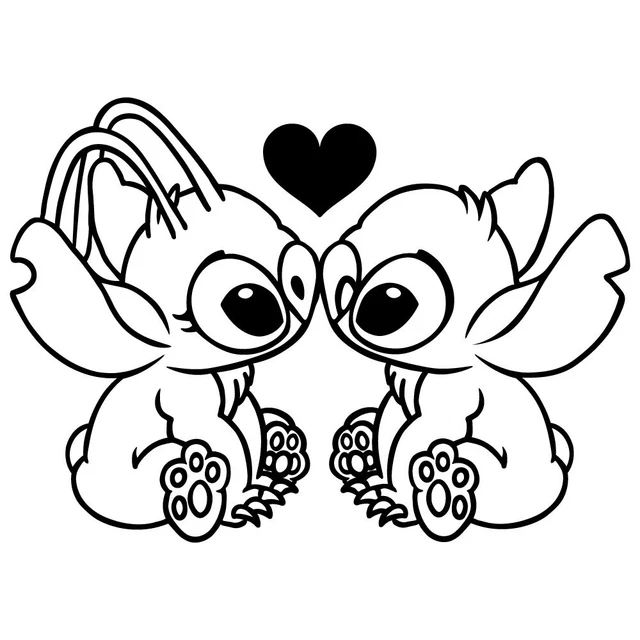 7.6& ANGEL & STITCH LOVE Vinyl Decal Sticker Car Laptop Disney Lilo ...