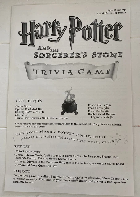 HARRY POTTER SORCERER Stone Trivia Game 2000 Replacement Part ...