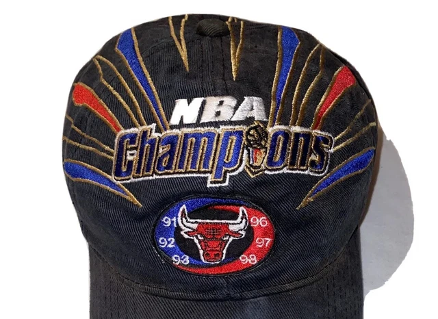 VINTAGE STARTER 90'S Chicago Bulls Michael Jordan 1998 NBA Champ 6x Hat ...