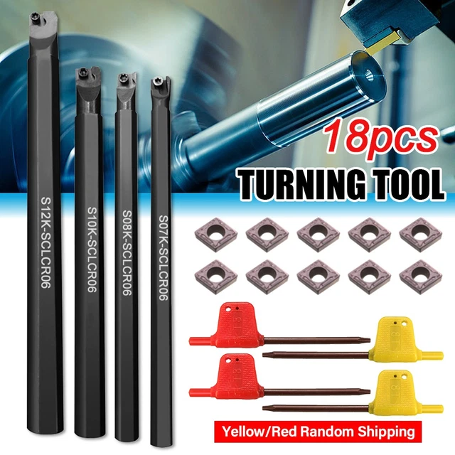 4 SET BORING Facing Bar Tool holders + CCMT060204 Lathe Inserts 9-16mm ...