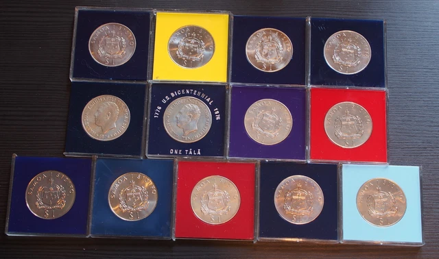 WESTERN SAMOA TALA crown sized coins 13 all cased 1969 - 1978 £18.82 ...