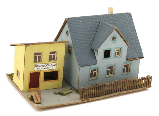 AUHAGEN WOHNHAUS MIT Tischlerei Wilhelm Klarlack Pappe H0 DDR EUR 14,95 ...