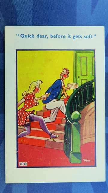 SAUCY COMIC POSTCARD 1960s Nylons Stockings Panties Boobs Innuendo ...