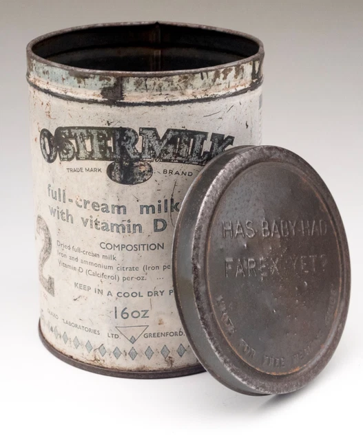 VINTAGE 1959 OSTERMILK Baby Milk Advertising Tin & Lid, Collectable ...