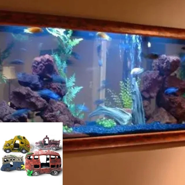 SIMULATION WRECKED CAR Bonsais Landscape for Fish Tanks Aquarium DIY ...