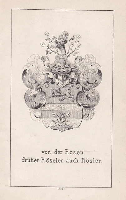 ENV. 1840 ROSES Röseler Rösler Armoiries Heraldry Héraldique Coat De ...