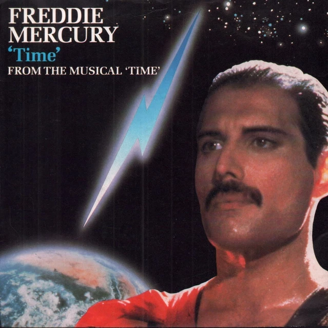 FREDDIE MERCURY TIME 7" vinyl UK Emi 1986 paper label design in paper ...