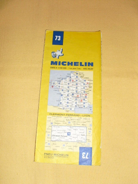 MICHELIN ROAD AND tourist map N°73 Clermont-Ferrand Lyon 1974 £4.59 ...