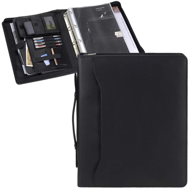LEDER RINGBUCHMAPPE MIT Griff Konferenzmappe A4 Mappe Orgamappe ...