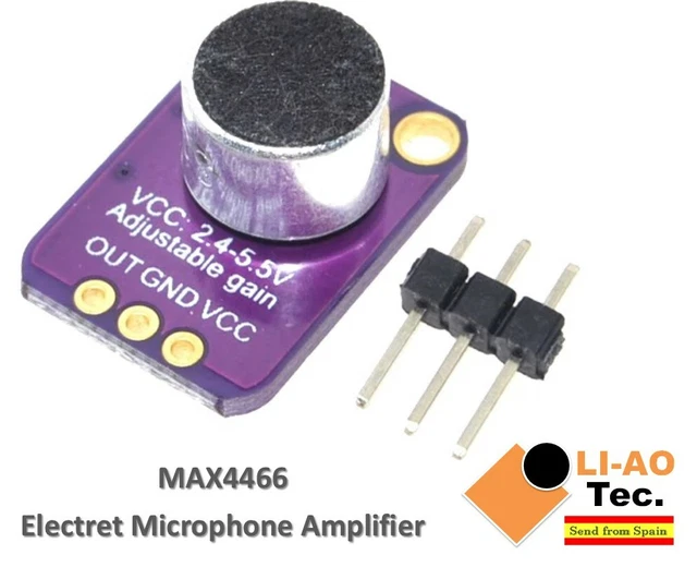 MAX4466 GY-MAX4466 ELECTRET Microphone Amplifier Adjustable Gain Module ...