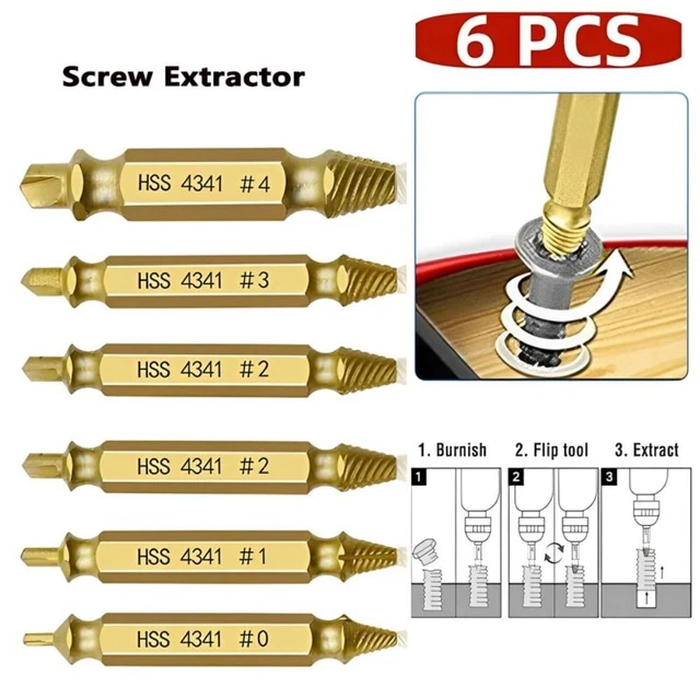 BROKEN SCREW BOLT Extractor Stripped Screw Extractor Drill Bit Set EUR ...