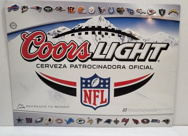 MAN CAVE COORS LIGHT Official Beer Sponsor Of The NFL 32 Team Metal Tin ...