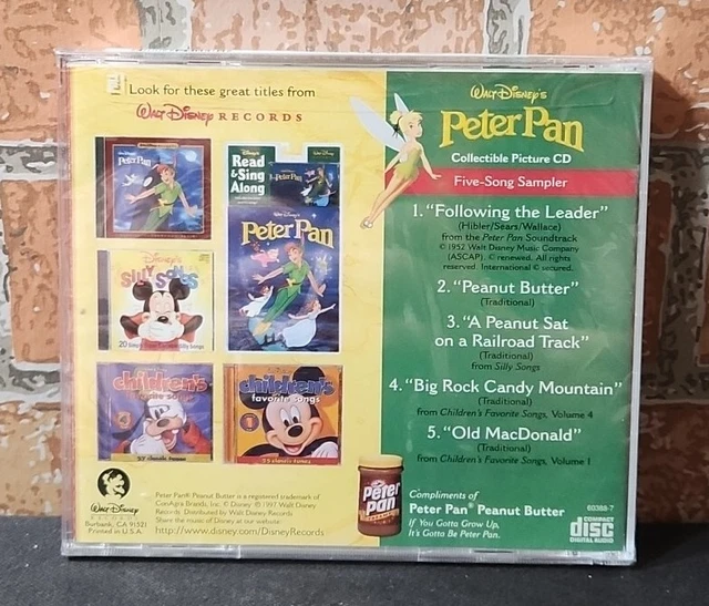 DISNEY'S PETER PAN Picture CD with 5 Songs Peter Pan Peanut Butter ...