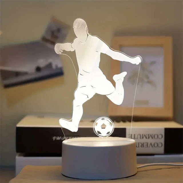 USB LED 3D Football Theme Table Lamp Sports Enthusiasts Night Light £10 ...