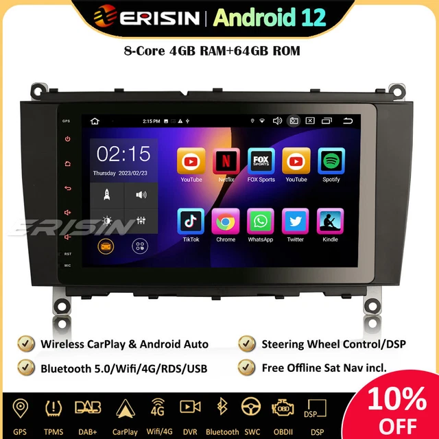 8-CORE 64GB ANDROID 12 Car Stereo Sat Nav DAB+ Wifi Mercedes Benz W209 C209 A209 £213.57 ...