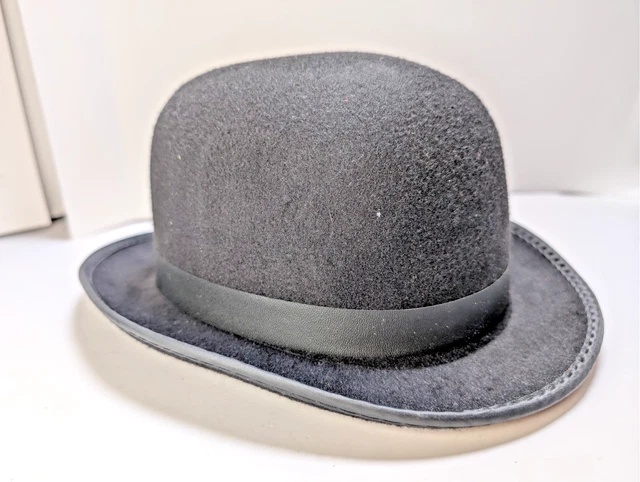 BLACK BOWLER DERBY Hat Felt Adult Classic Victorian Steampunk Costume £ ...