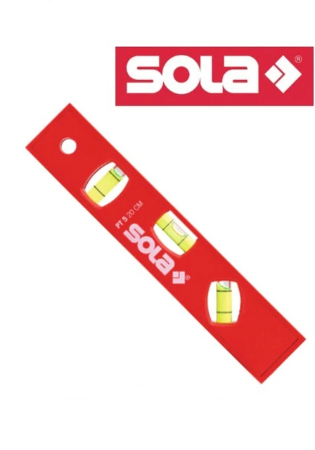 200 MM SOLA Torpedowasserwaage PT5 20cm Niveau à Bulle Rouge Renforcés ...