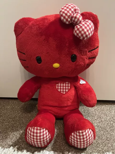 Build A Bear Sanrio Hello Kitty Red Gingham Heart 18” With Bow Limited