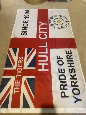 HULL CITY FLAG 5ft X 3ft Brand New Sealed Packaging 150cm X 90cm Hull ...