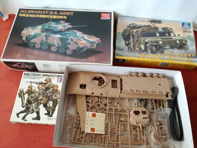 TAMIYA M2 BRADLEY+ACADEMY M2+ITALERI M998 + FANTERIA TAMIYA- n°4 KIT 1/ ...